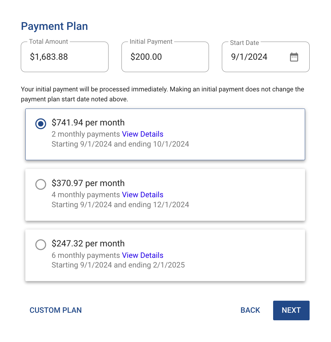 Enroll in a Payment Plan after Receiving a Statement
