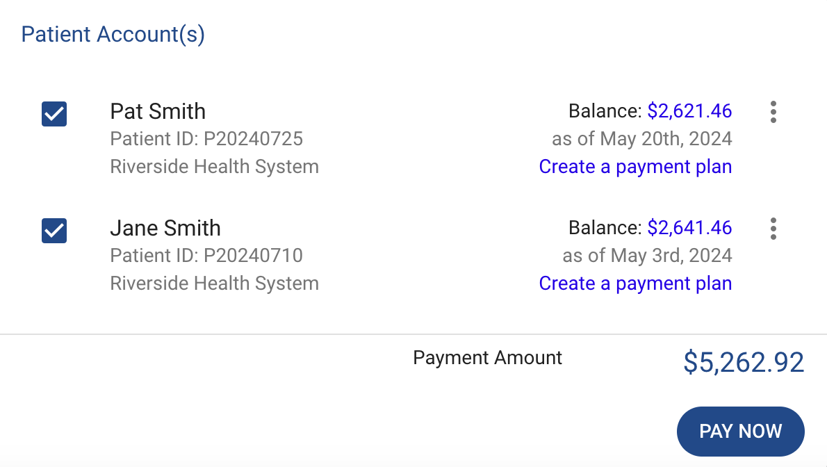 Pay Multiple Patient Balances on the Patient Portal