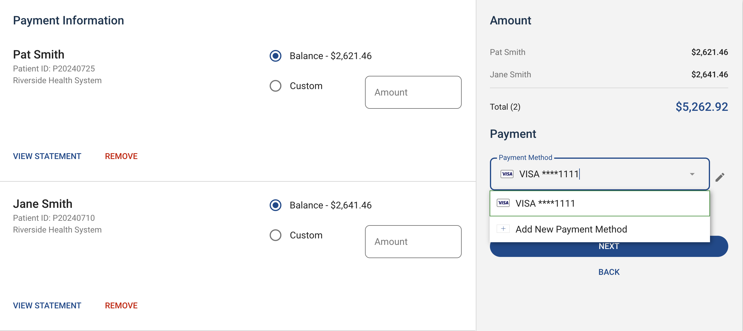 Pay Multiple Patient Balances on the Patient Portal