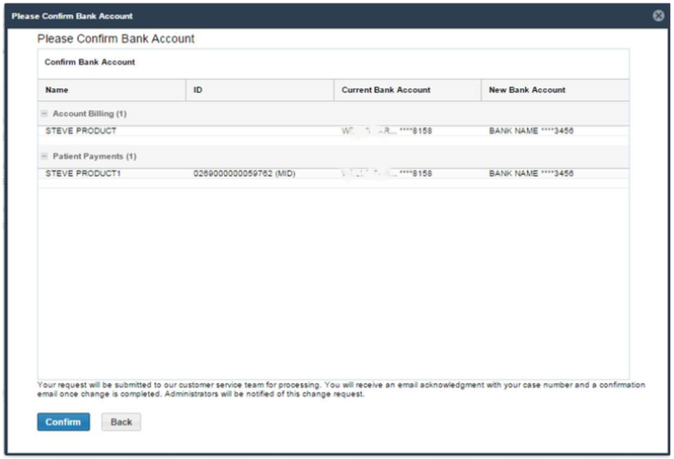 Change a Provider Bank Account