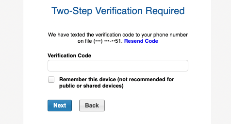 Two-Step Verification (2SV) Configuration