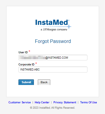 How do I reset my InstaMed Online password?